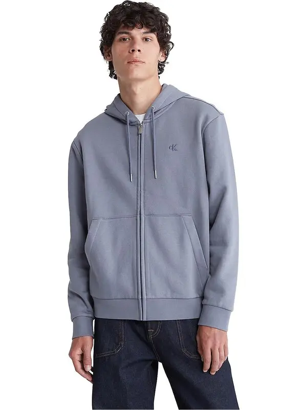 Calvin Klein Archive Logo Zip Fleece Hoodie - Folkstone Gray