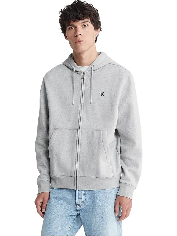 Calvin Klein Archive Logo Zip Fleece Hoodie - Heroic Grey Heather