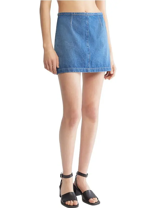 Calvin Klein Sculpt Denim Mini Skirt - Sun Bleached