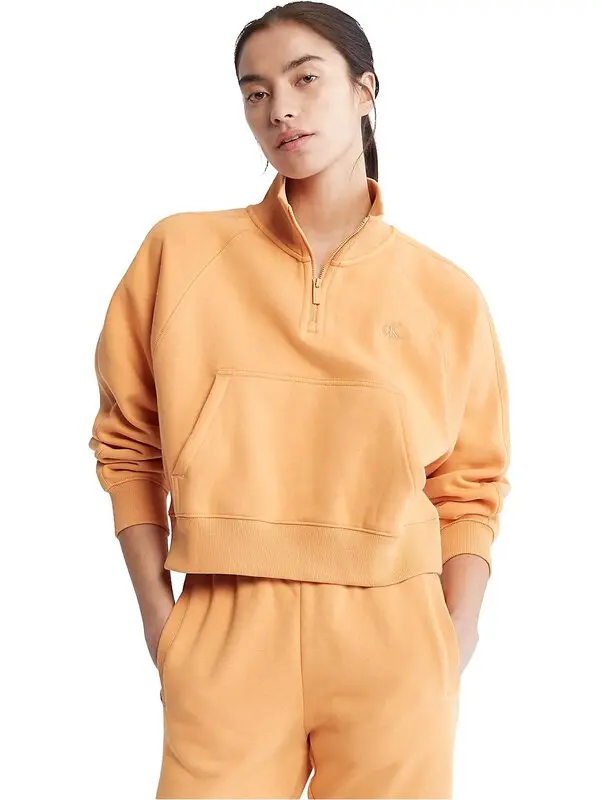 Calvin Klein Archive Logo Fleece Quarter-zip Sweatshirt - Apricot Tan