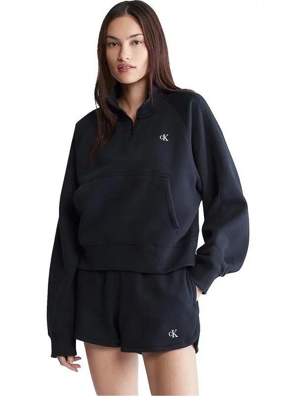 Calvin Klein Archive Logo Fleece Quarter-zip Sweatshirt - Black Beauty