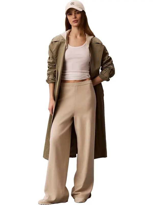 Calvin Klein Relaxed Knit Wide Leg Pants - Silvermoss