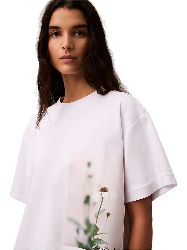 Calvin Klein Floral Graphic Relaxed T-shirt - Brilliant White