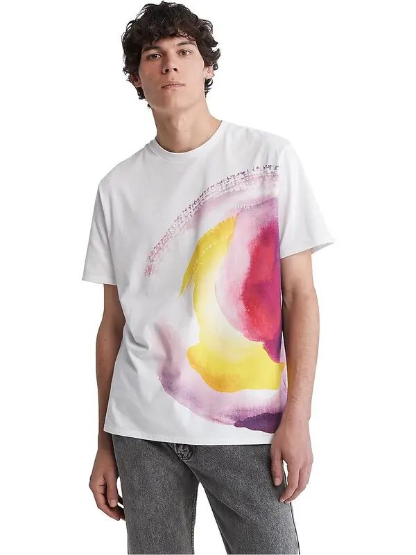 Calvin Klein Watercolor Graphic Crewneck T-shirt - Brilliant White