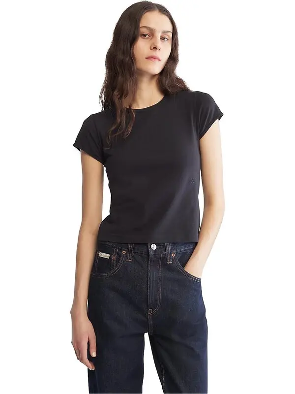 Calvin Klein Smooth Cotton Stretch Baby T-shirt - Black Beauty