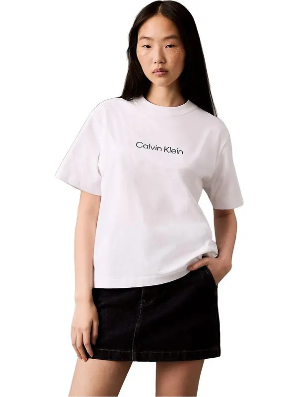 Calvin Klein Standard Logo Boxy Fit Crewneck T-shirt - Brilliant White