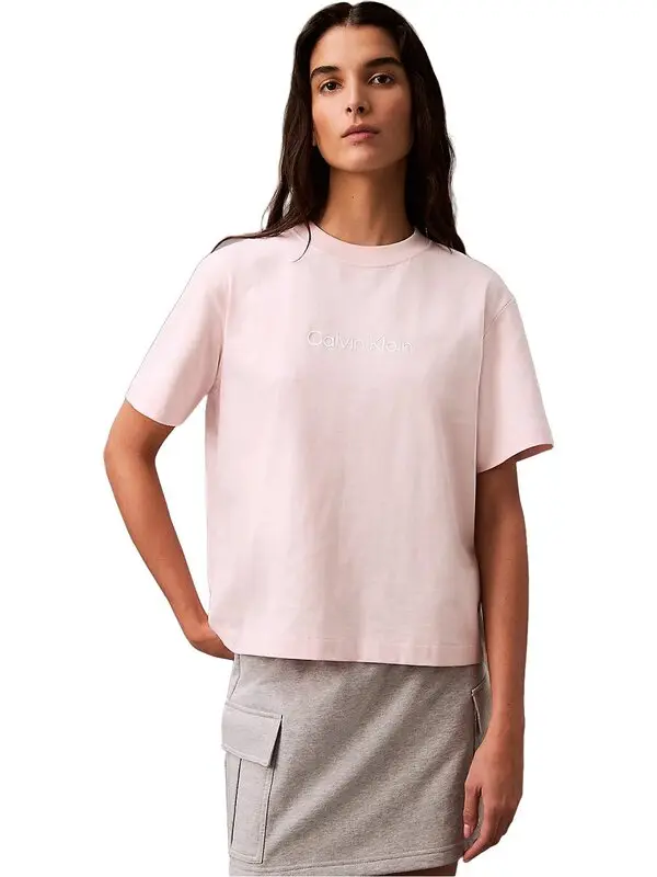 Calvin Klein Standard Logo Boxy Fit Crewneck T-shirt - Crystal Pink