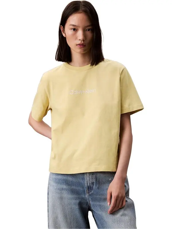 Calvin Klein Standard Logo Boxy Fit Crewneck T-shirt - Muted Lime