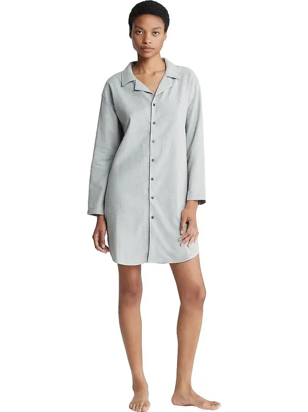 Calvin Klein Pure Flannel Relaxed Shirt Dress - Grey Heather
