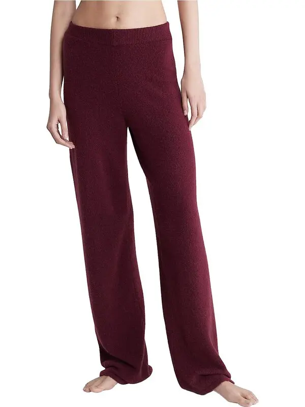 Calvin Klein Sweater Lounge Plush Sleep Pants - Tawny Port