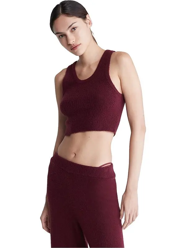 Calvin Klein Sweater Lounge Plush Tank Top - Tawny Port