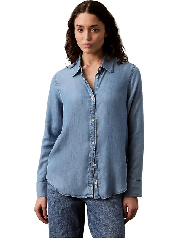 Calvin Klein Lyocell Button-down Shirt - Soft Blue