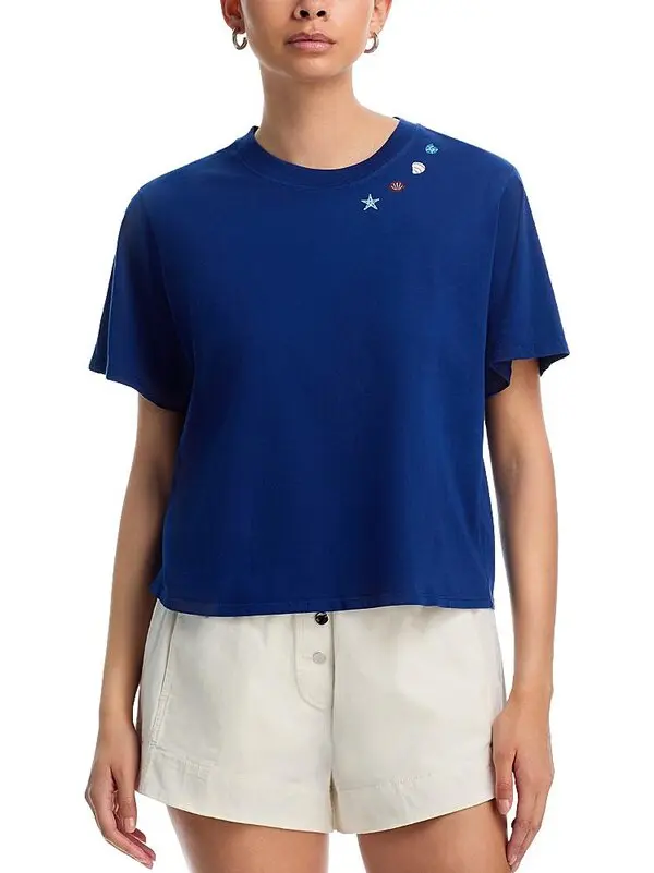 Aqua Haley Seashell Boxy Crop Tee - Tide