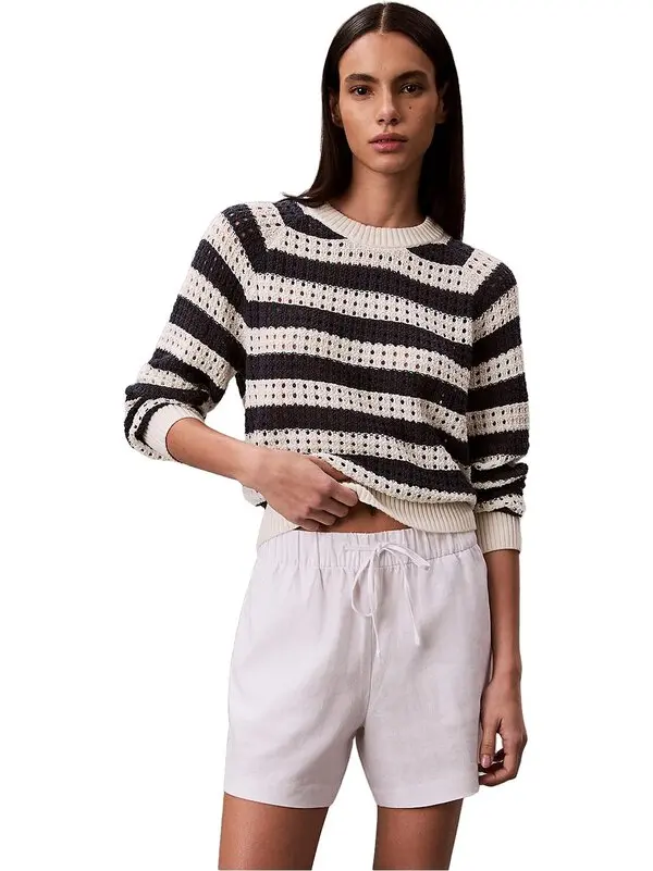 Calvin Klein Open Stitch Knit Sweater - Blue Nights Stripe