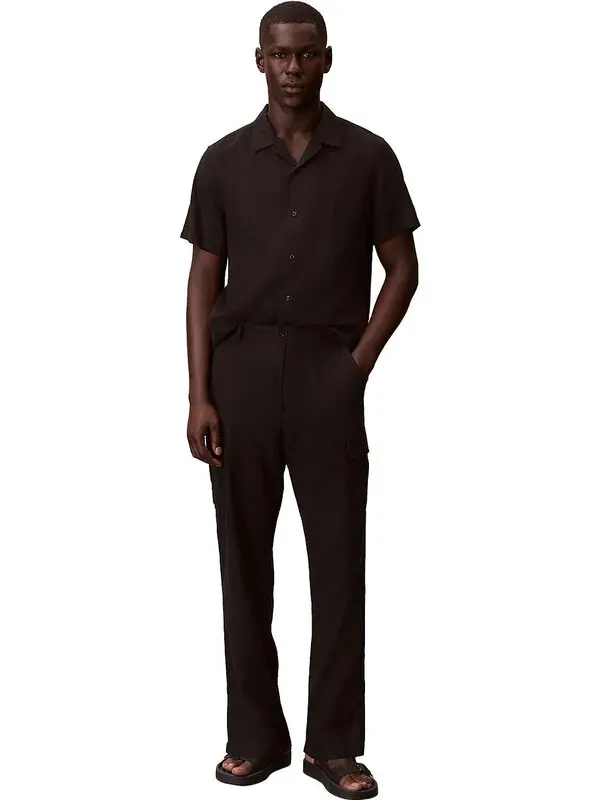 Calvin Klein Linen-cotton Cargo Pants - Black