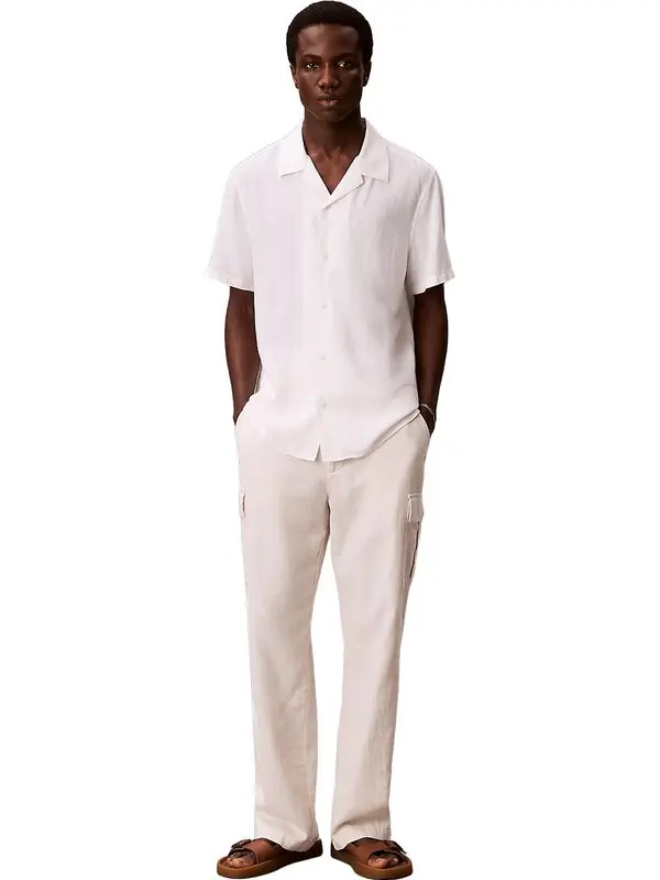 Calvin Klein Linen-cotton Cargo Pants - White Sand