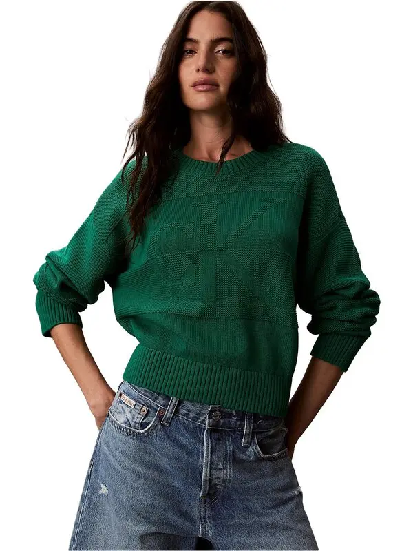 Calvin Klein Relaxed Cotton Sweater - Enchanted Forest