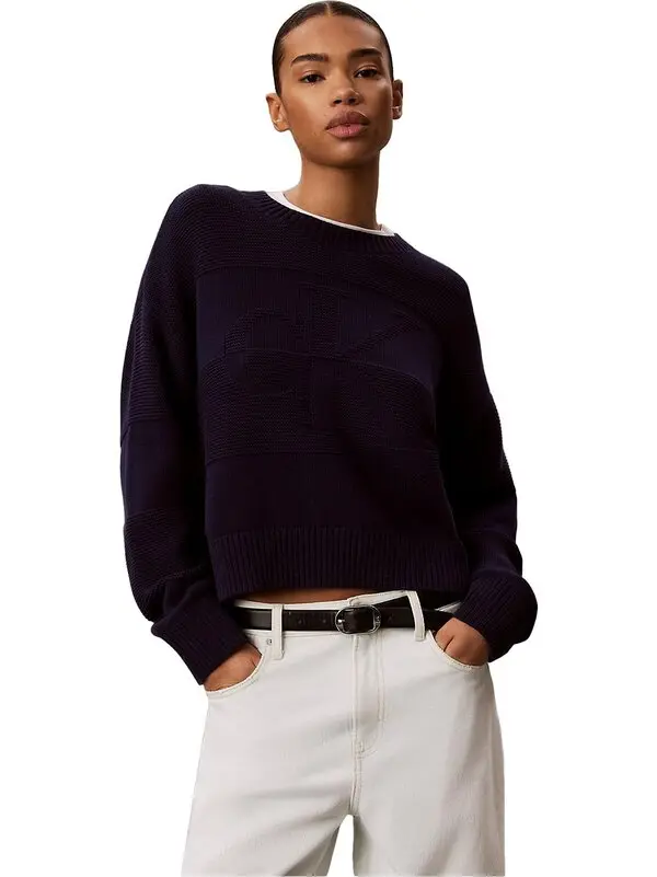 Calvin Klein Relaxed Cotton Sweater - Evening Blue