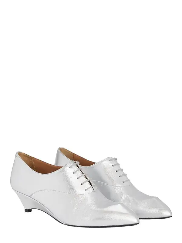 JIL SANDER Lace Up Leather Pumps - Sky Grey