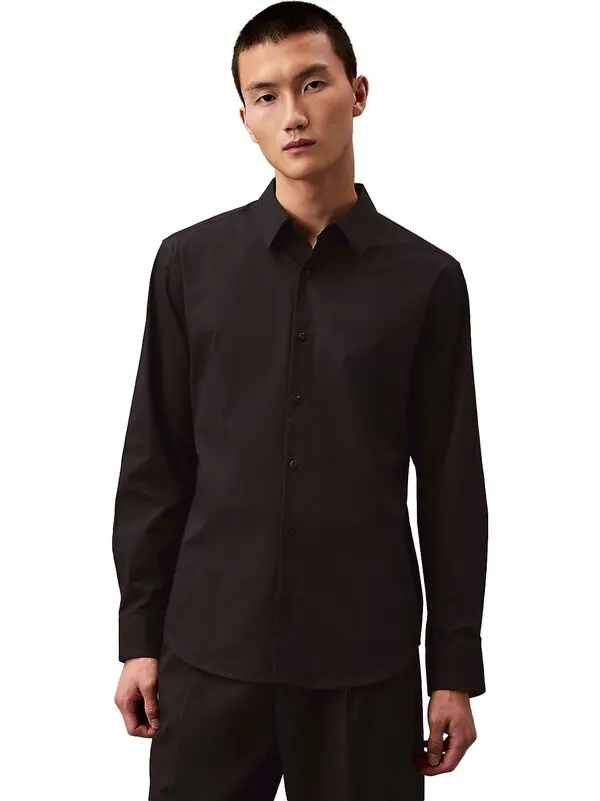 Calvin Klein Cotton Stretch Classic Button-down Shirt - Black Beauty