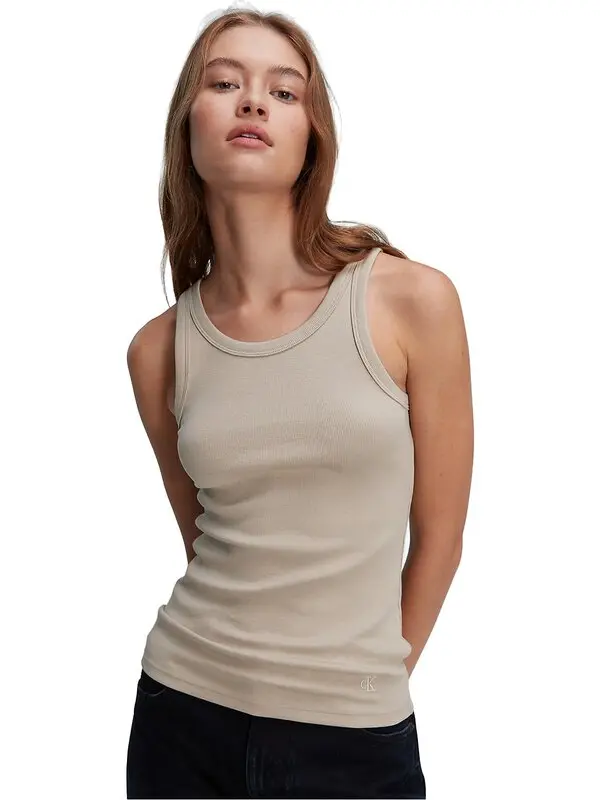Calvin Klein Cotton Contour Rib Tank - Plaza Taupe