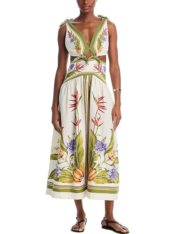 Farm Rio Scarf Sand Midi Dress - Tropical