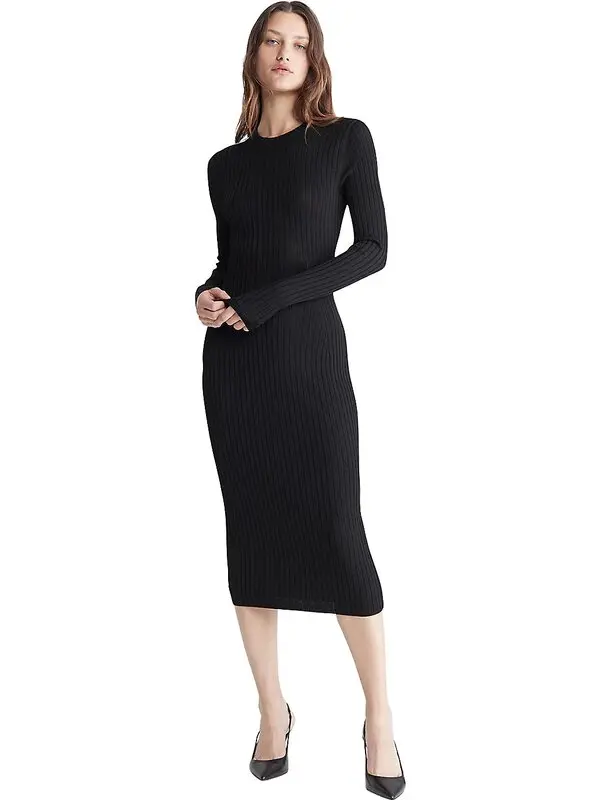 Calvin Klein Ribbed Midi Sweater Dress - Black