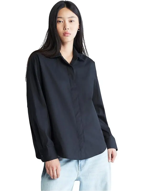 Calvin Klein Relaxed Poplin Button-down Shirt - Black Beauty