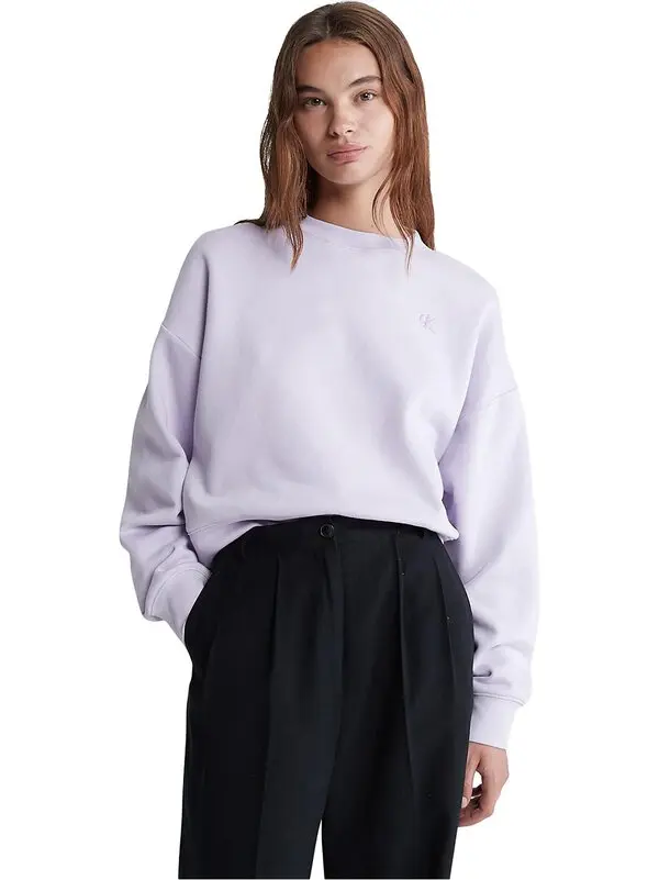 Calvin Klein Archive Logo Fleece Cropped Sweatshirt - Pastel Lilac