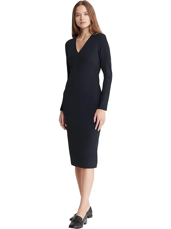 Calvin Klein Stretch Crepe Midi Dress - Black Beauty