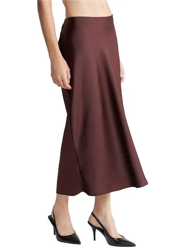 Calvin Klein Satin Midi Skirt - Deep Mahogany