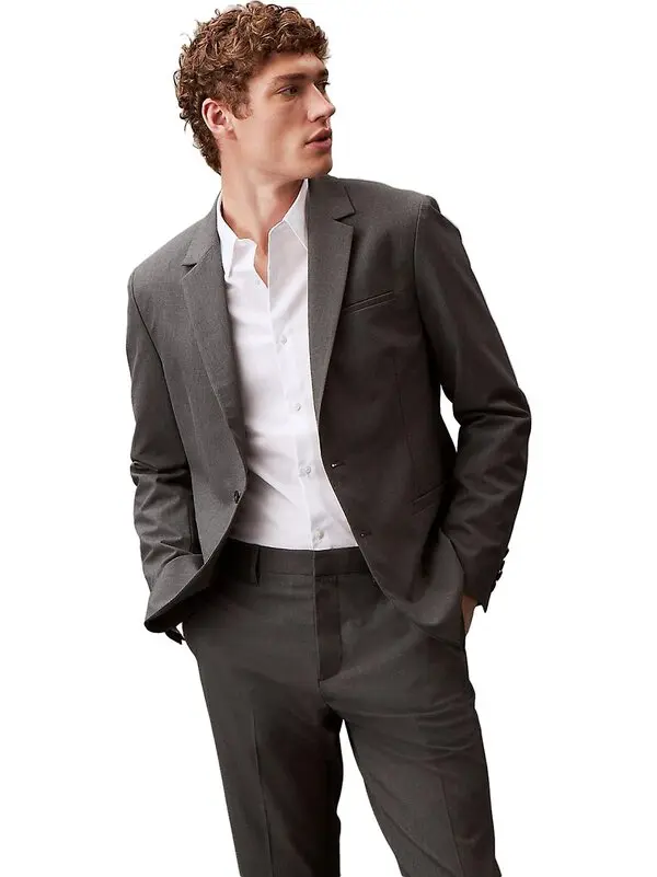 Calvin Klein Stretch Work End-on-end Slim Fit Blazer - Cinder Block