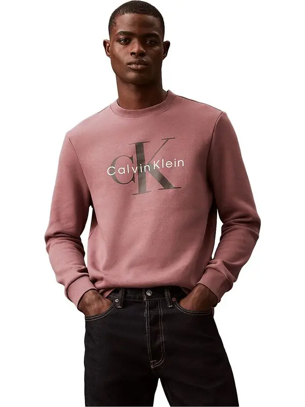 Calvin Klein Monogram Logo Relaxed Fleece Crewneck Sweatshirt - Capri Rose