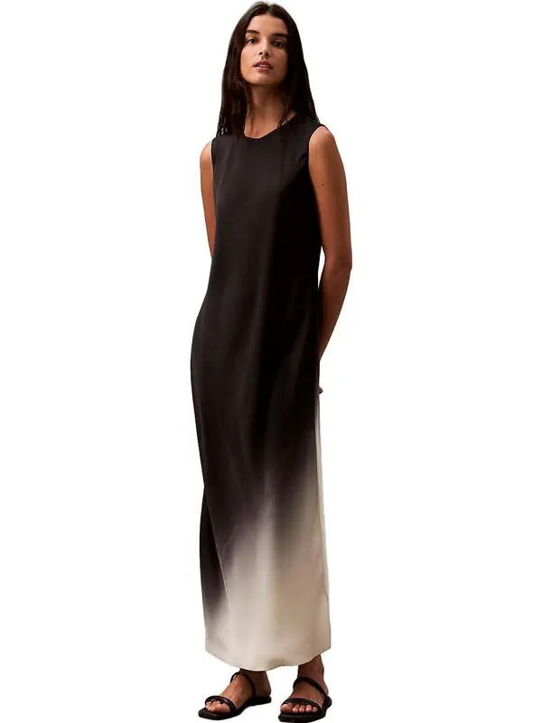 Calvin Klein Gradient Maxi Dress - Black / Ivory Ombre