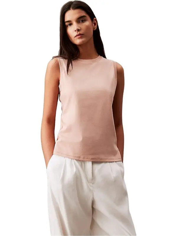Calvin Klein Soft Cotton Sleeveless Top - Mahogany Rose