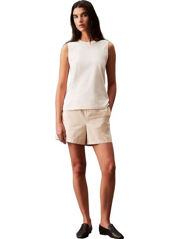 Calvin Klein Tech Cotton Blend Pull-on Shorts - Parchment