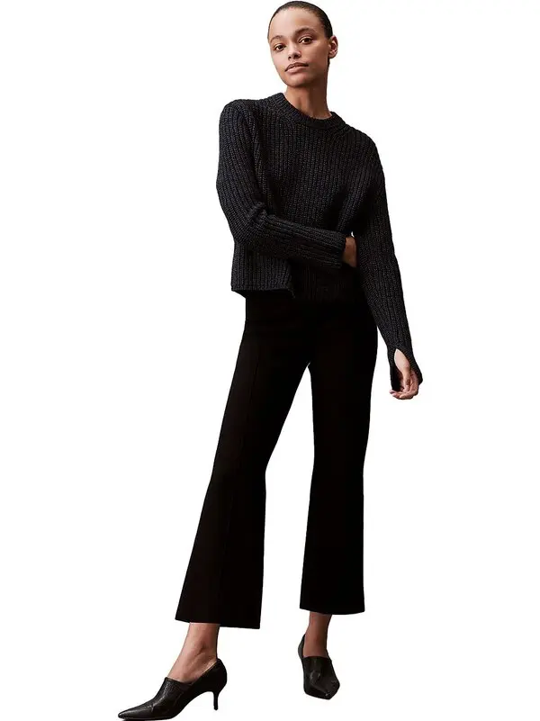 Calvin Klein Tech Knit Cropped Flared Pants - Black Beauty