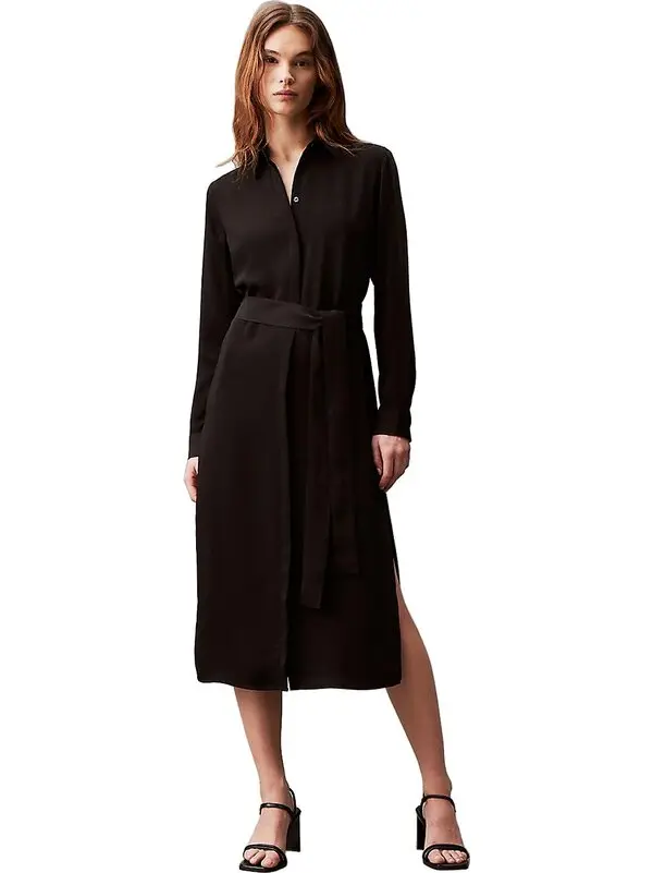 Calvin Klein Flowing Midi Shirt Dress - Black Beauty