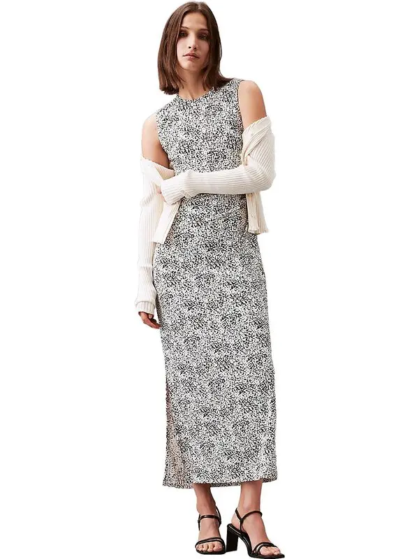 Calvin Klein Printed Maxi Dress - Antique White / Black Beauty