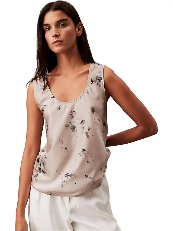 Calvin Klein Satin Floral Print Tank Top - Atmosphere