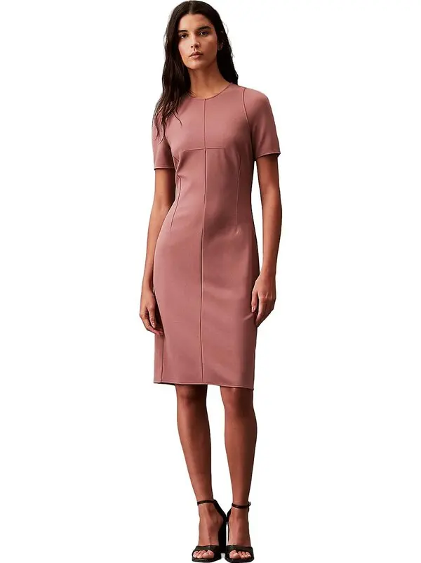 Calvin Klein Compact Stretch Crepe Shift Dress - Capri Rose