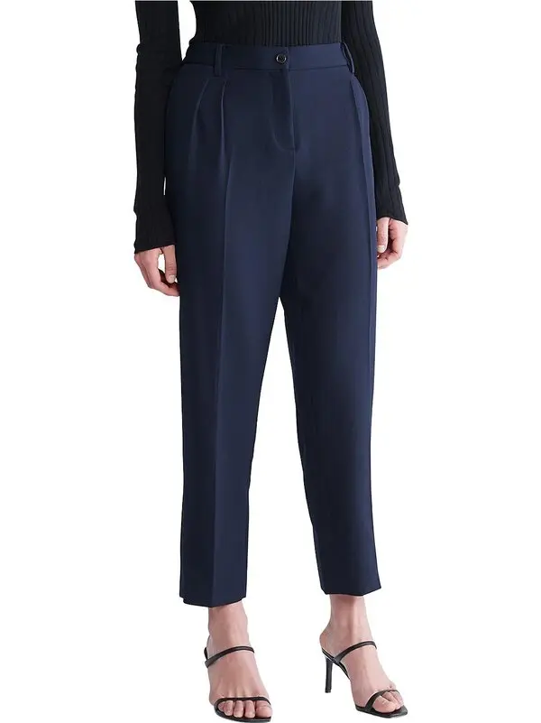 Calvin Klein Pleated Ankle Length Tailored Trousers - Yves Blue