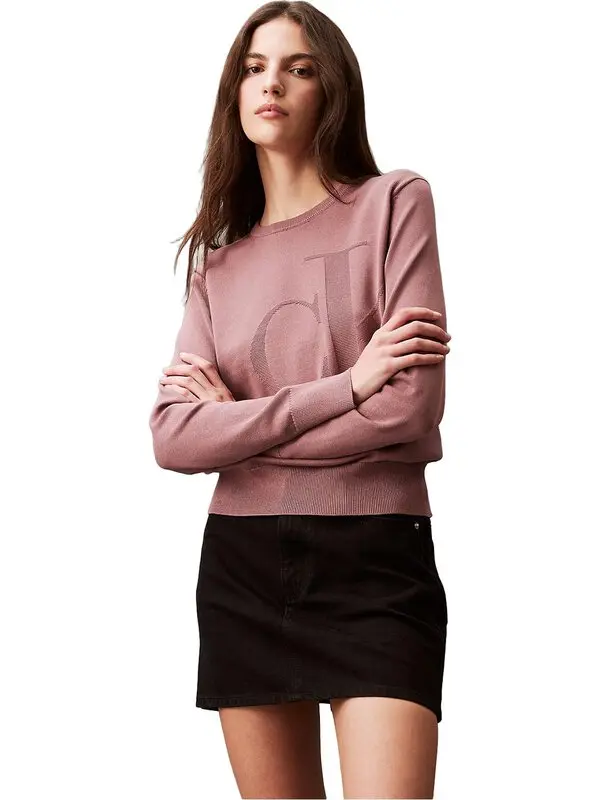 Calvin Klein Relaxed Monogram Logo Sweater - Capri Rose