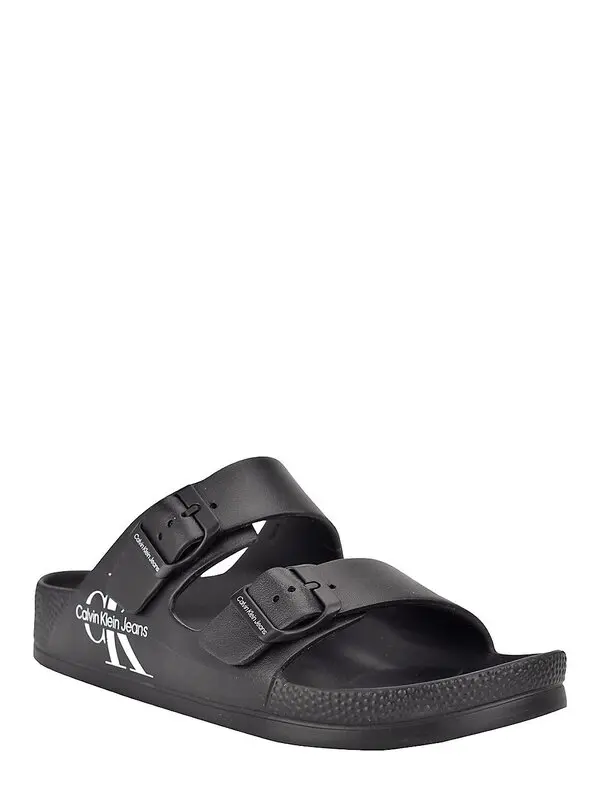 Calvin Klein Zion Double Strap Slide Sandal - Black