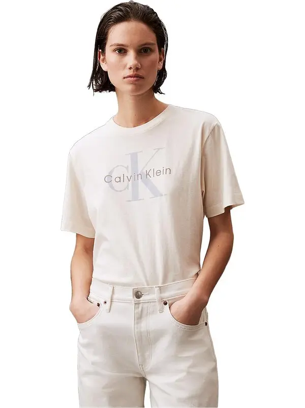 Calvin Klein Monogram Logo Boxy T-shirt - Antique White