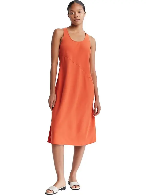 Calvin Klein Scoopneck Midi Tank Dress - Red Clay