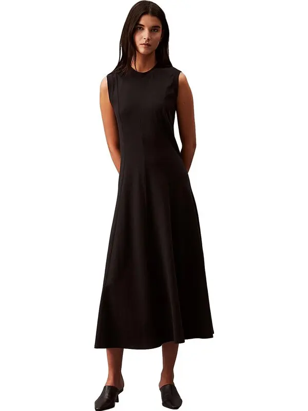 Calvin Klein Cotton Jersey A-line Midi Dress - Black Beauty