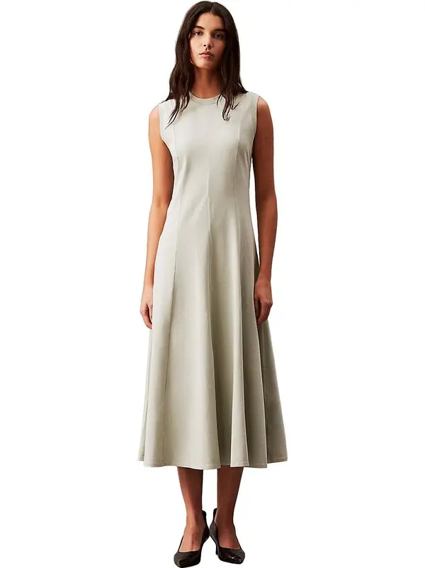 Calvin Klein Cotton Jersey A-line Midi Dress - Desert Sage