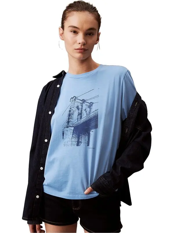 Calvin Klein Brooklyn Bridge Graphic T-shirt - Della Robia Blue