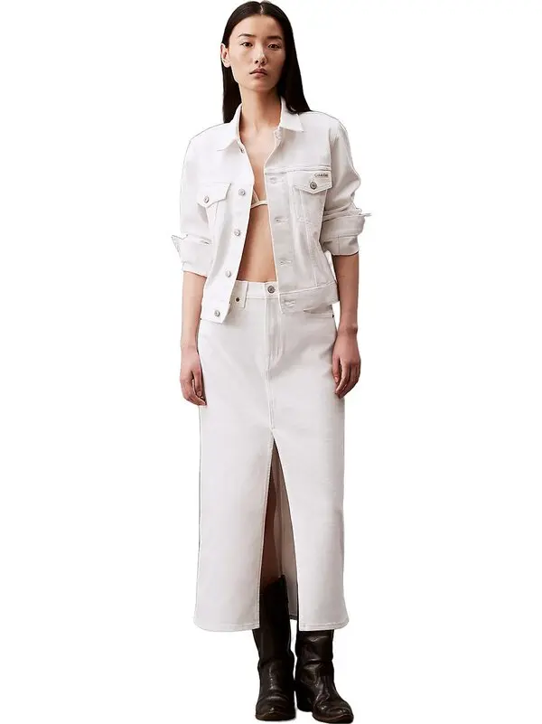 Calvin Klein Denim Maxi Skirt - Classic White